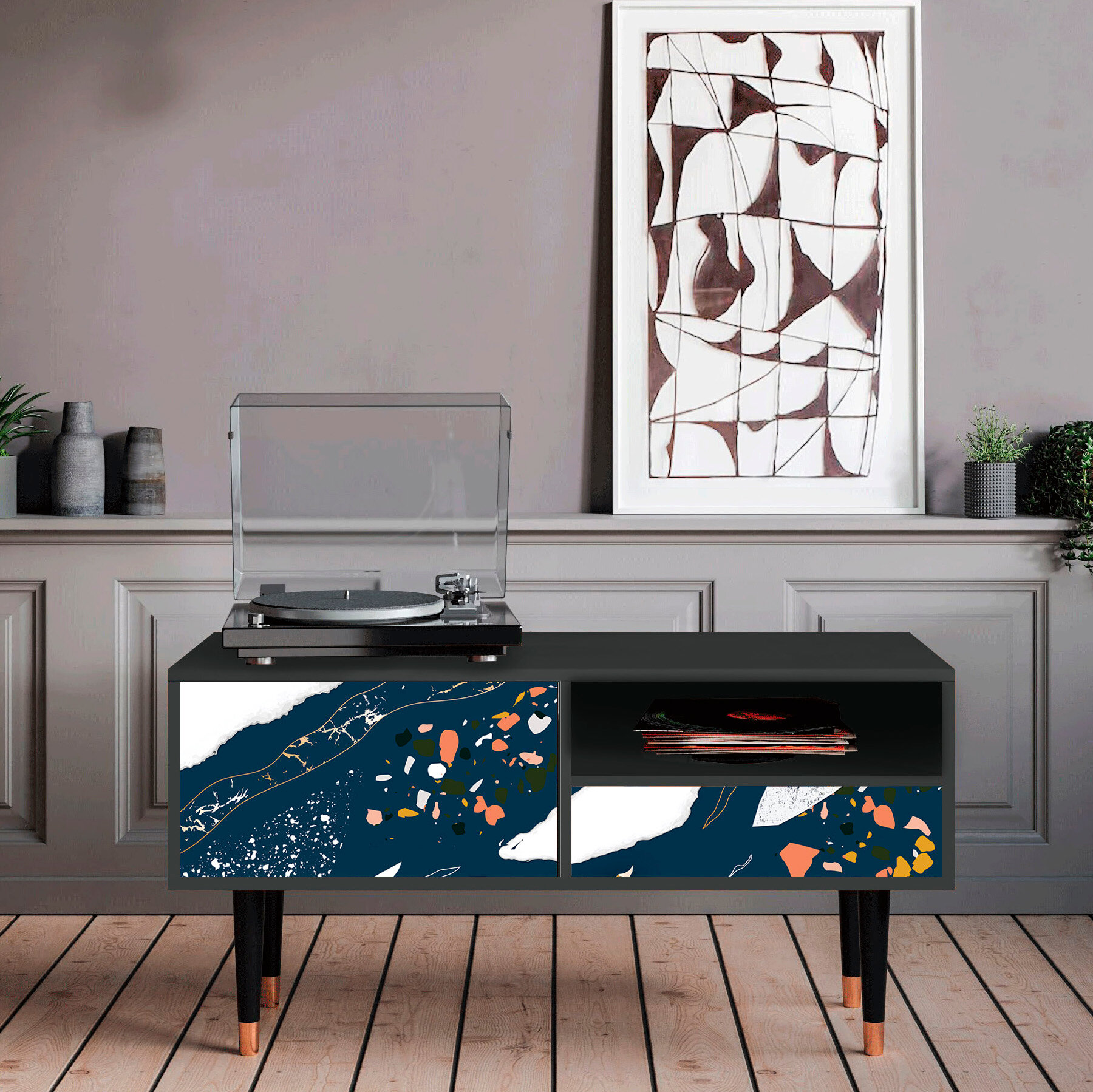 ТВ-Тумба - STORYZ - T3 Nude Iceberg, Размер - 115 x 59 x 48 см, Цвет корпуса - , Антрацит