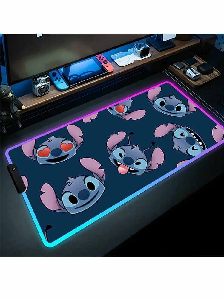 Коврик для мыши STiTCH RGB LED Stitch, аниме-стиль, нескользящий, USB-подключение