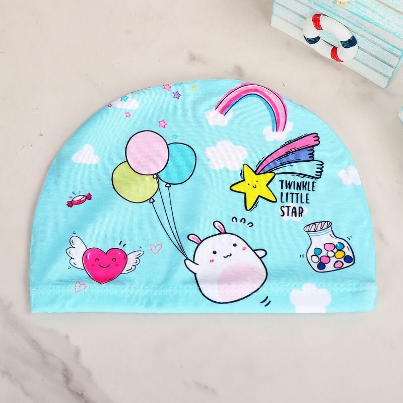 Шапочка для плавания Happy Kid зайка в небе детская тканевая маленькая для бассейна текстильная для девочки