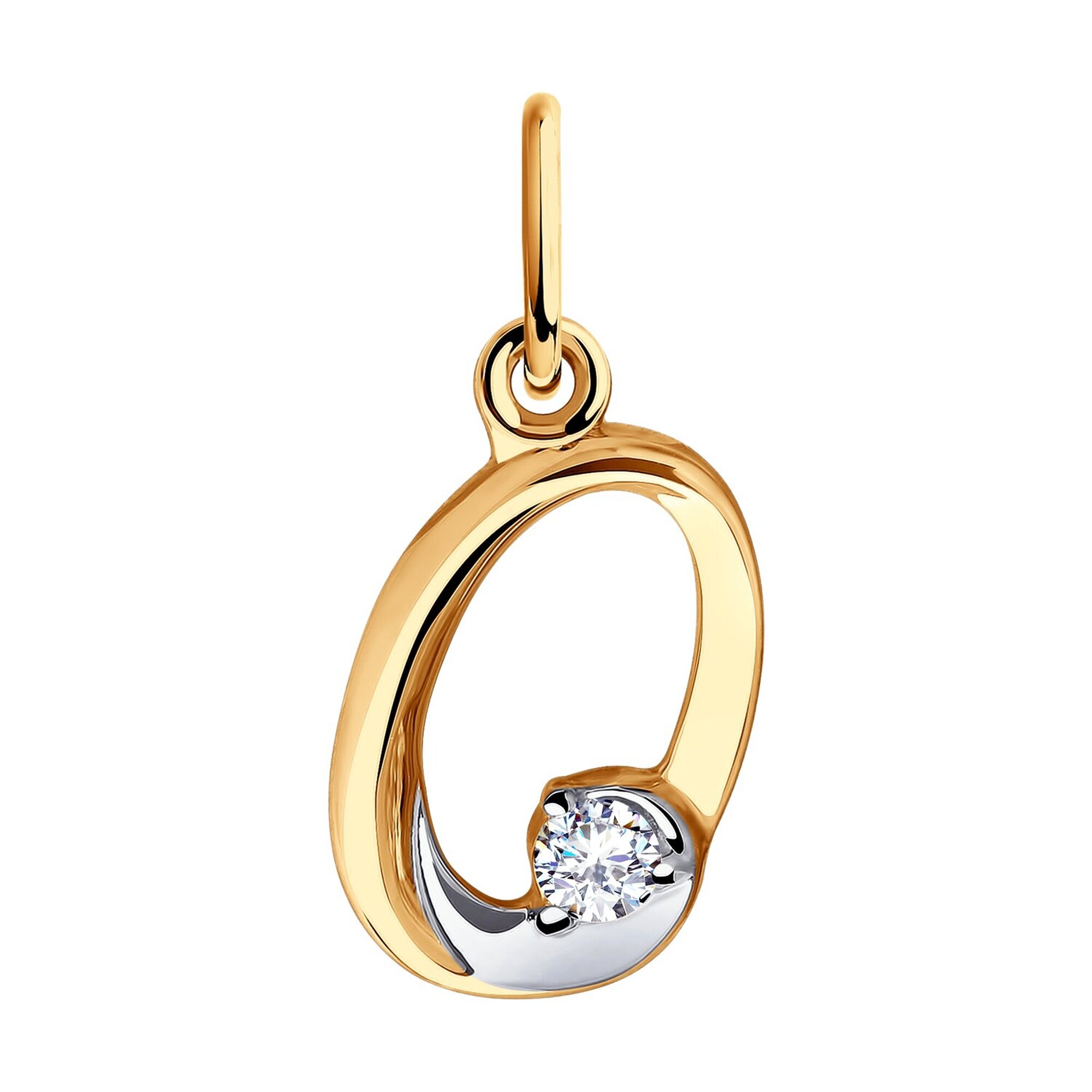 Подвеска, красное золото, 585 проба, фианит