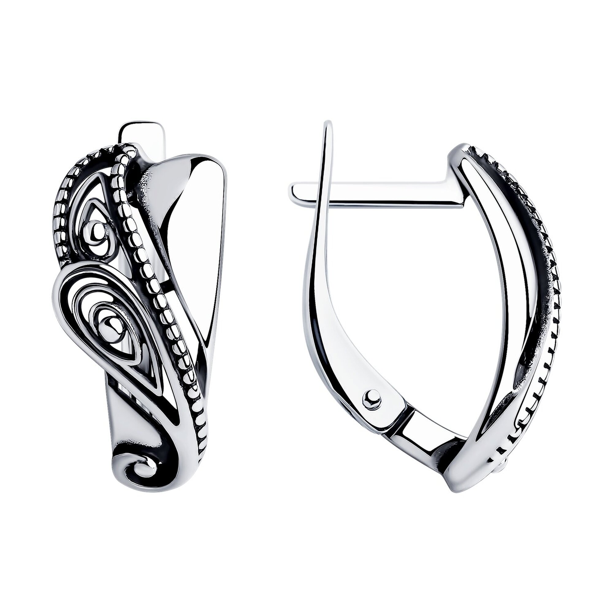 Серьги, серебро, 925 проба, чернение