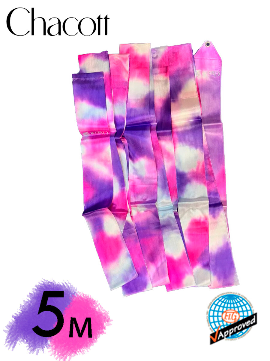 Лента CHACOTT "Tie-dye" цветная 5м. 372 (Фиолетовый-Фуксия-Белый) FIG