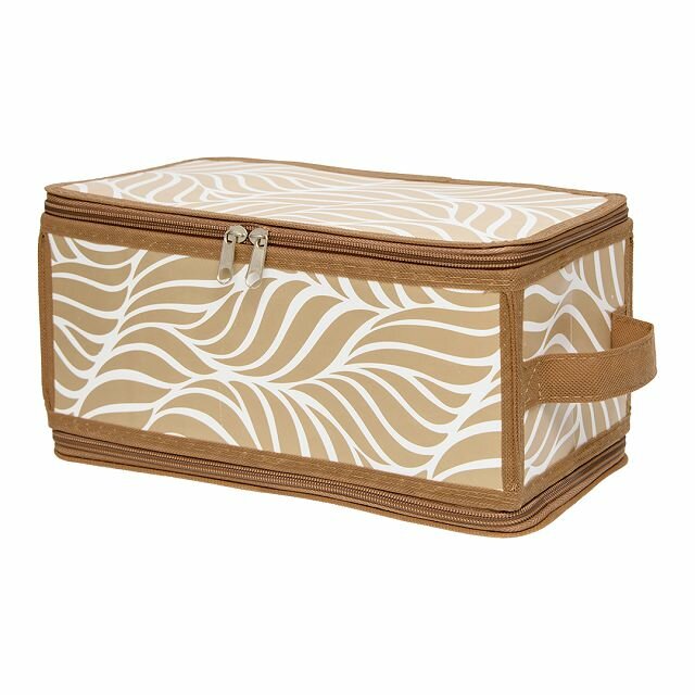 Короб складной на молнии HANDY HOME "Листья" 300х150х150 мм, бежевый