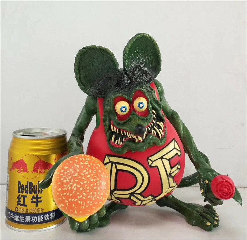 Многофункциональная фигура Rat Fink из ПВХ с самокатом и бургером Rose