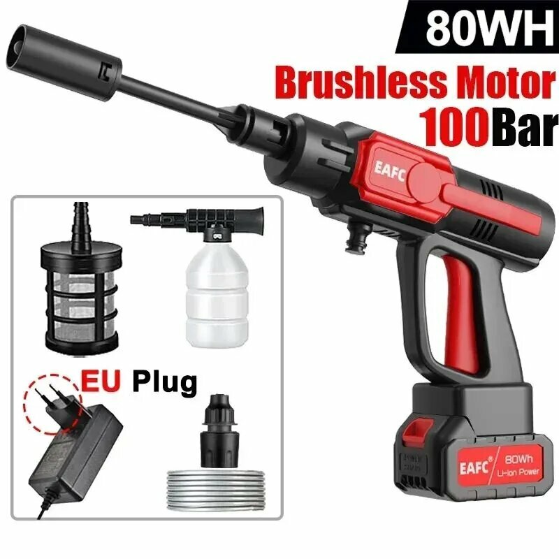 100 бар 10 передач цифровой дисплей Мойка высокого давления Аккумуляторная , Портативная автомойка с АКБ, Садовый опрыскиватель аккумуляторный