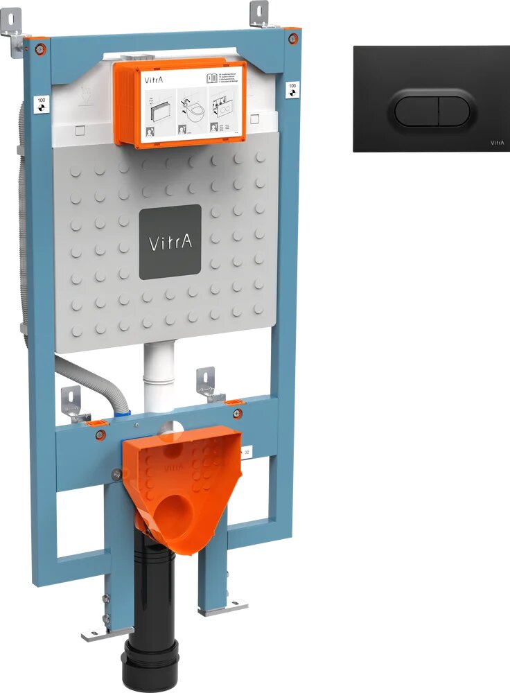 Комплект Инсталляция VitrA V8 768-5800-01 / Кнопка Loop 740-0511 цвет матовый черный