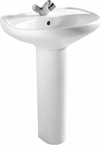 Раковина Jika Lyra 55 1427.1 55 с пьедесталом, 55 см, фарфоровая, раковина для ванной, белая, полукруглая, со сливом-переливом