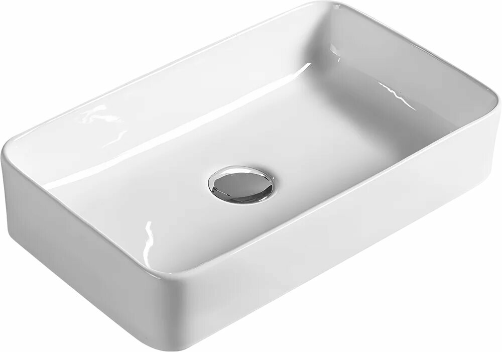 Накладная раковина SantiLine SL-1100 46 накладная, без отверстия под смеситель, фаянсовая, прямоугольная, раковина для ванной, белая