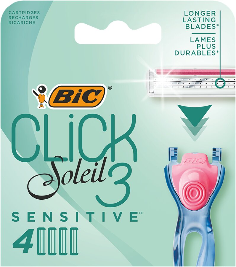 Кассеты сменные для бритвы BIC Мисс Солей Клик 3 Сенситив, 4шт