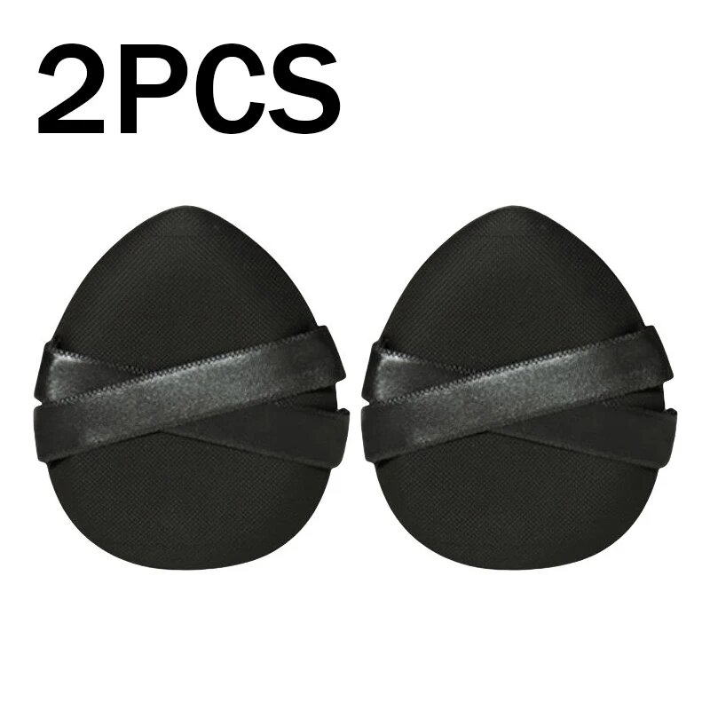 Кожаная пуховка для макияжа Black Leather Surface 2PCS