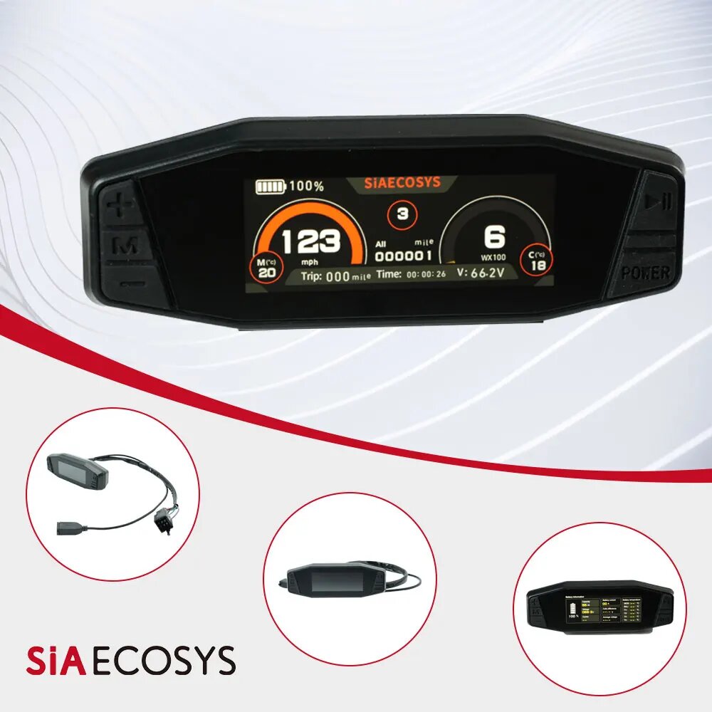 SiAECOSYS 3,13-дюймовый TFT SCJ313 Спидометр CAN BUS и однолинейный для электрического велосипеда, регулируемый длинный датчик