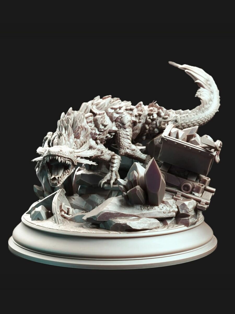 Саламандра (Элементаль Лавы), игровая фигурка для раскрашивания ( база 50мм)