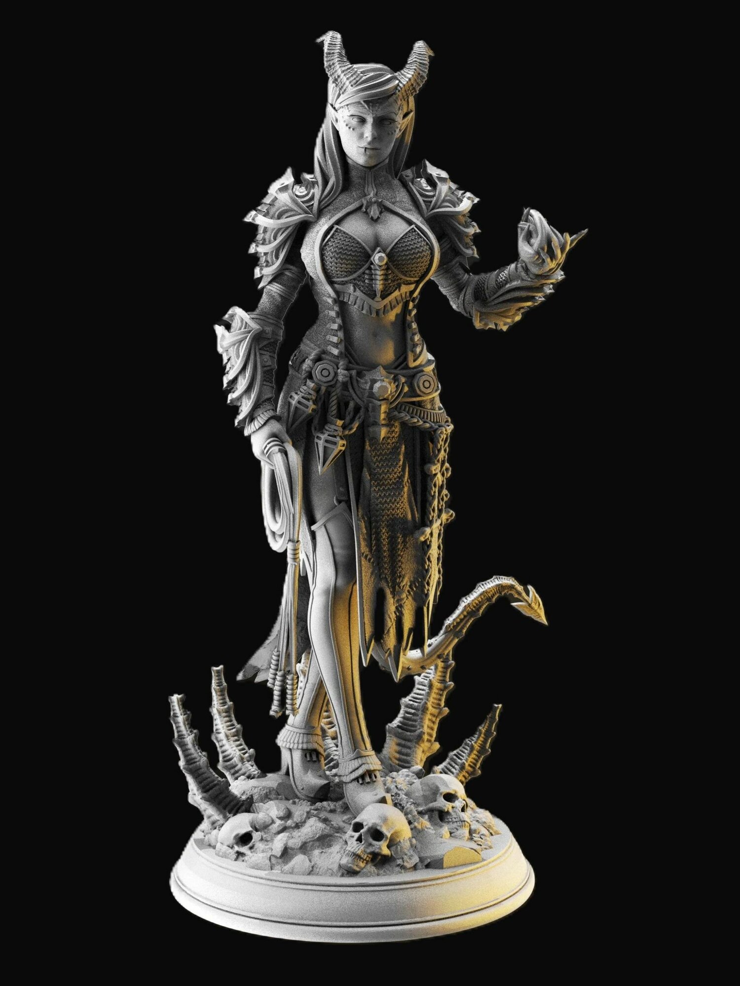 Тифлинг чернокнижник (тифлинг демон), игровая фигурка для раскрашивания (масштаб 75мм) база 50мм