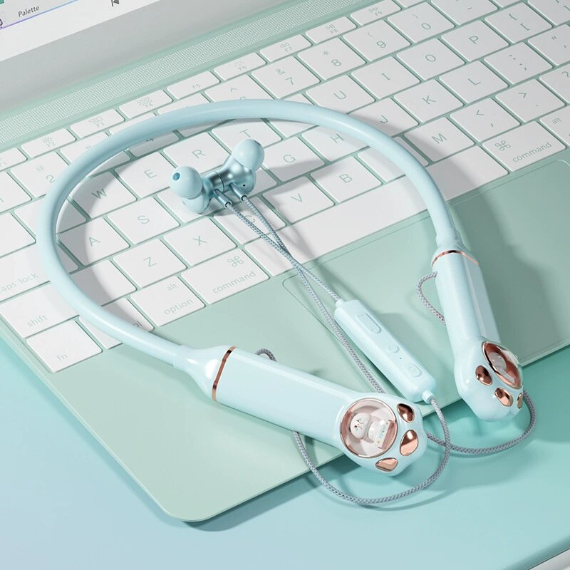 Космическая капсула Нейкбанд Беспроводные Bluetooth Наушники Синий для спорта и игр, удобная посадка, долгий срок службы