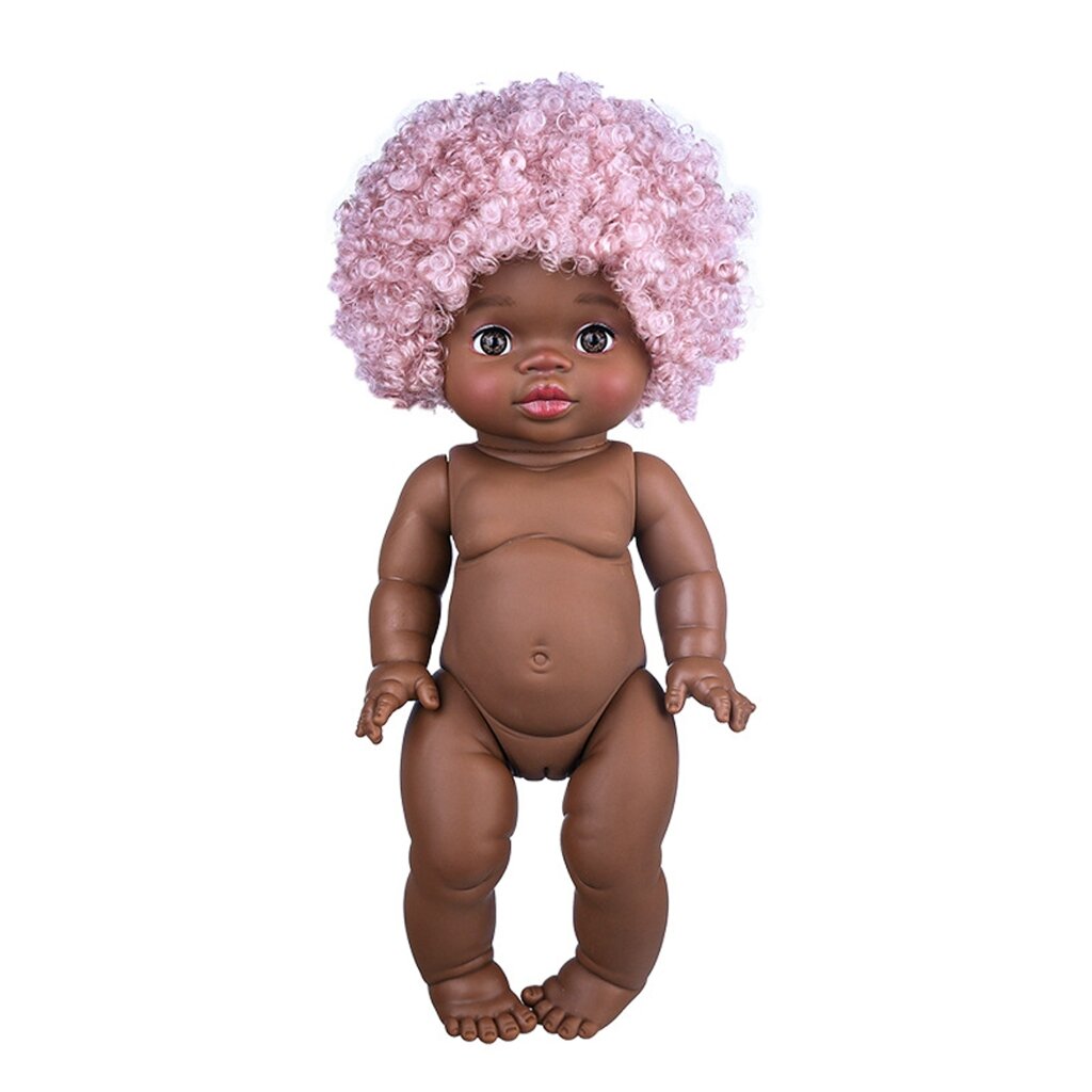 12-дюймовая мягкая резиновая кукла возрождения со взрывной головой Африканский черный малыш милая успокаивающая кукла-розово-черная мышца