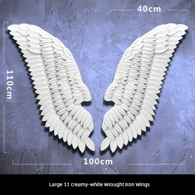 Настенный декор в индустриальном стиле лофт: ретро-крылья из железа для офиса, бара, модный фон для стены Белые большие