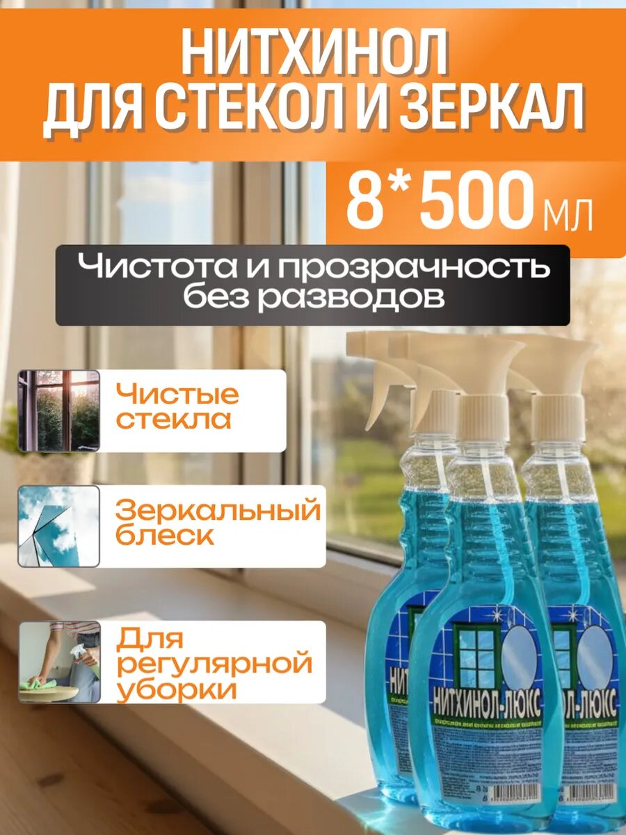 Нитхинол средство для мытья окон, стекол и зеркал набор 8 шт