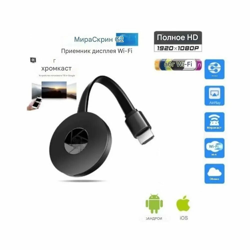 G2 Chromecast 4K Miracast Mira Screen Google HDMI TV стриминг донгл дисплей Wi-Fi адаптер Elfly