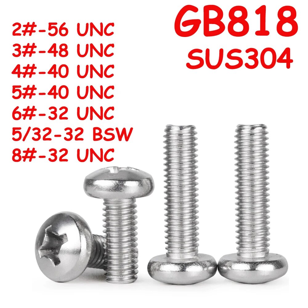 Винты Yiqianyuan 2#-8# UNC 5/32-32 BSW из нержавеющей стали 4-40 UNC(30Pcs), 3I8