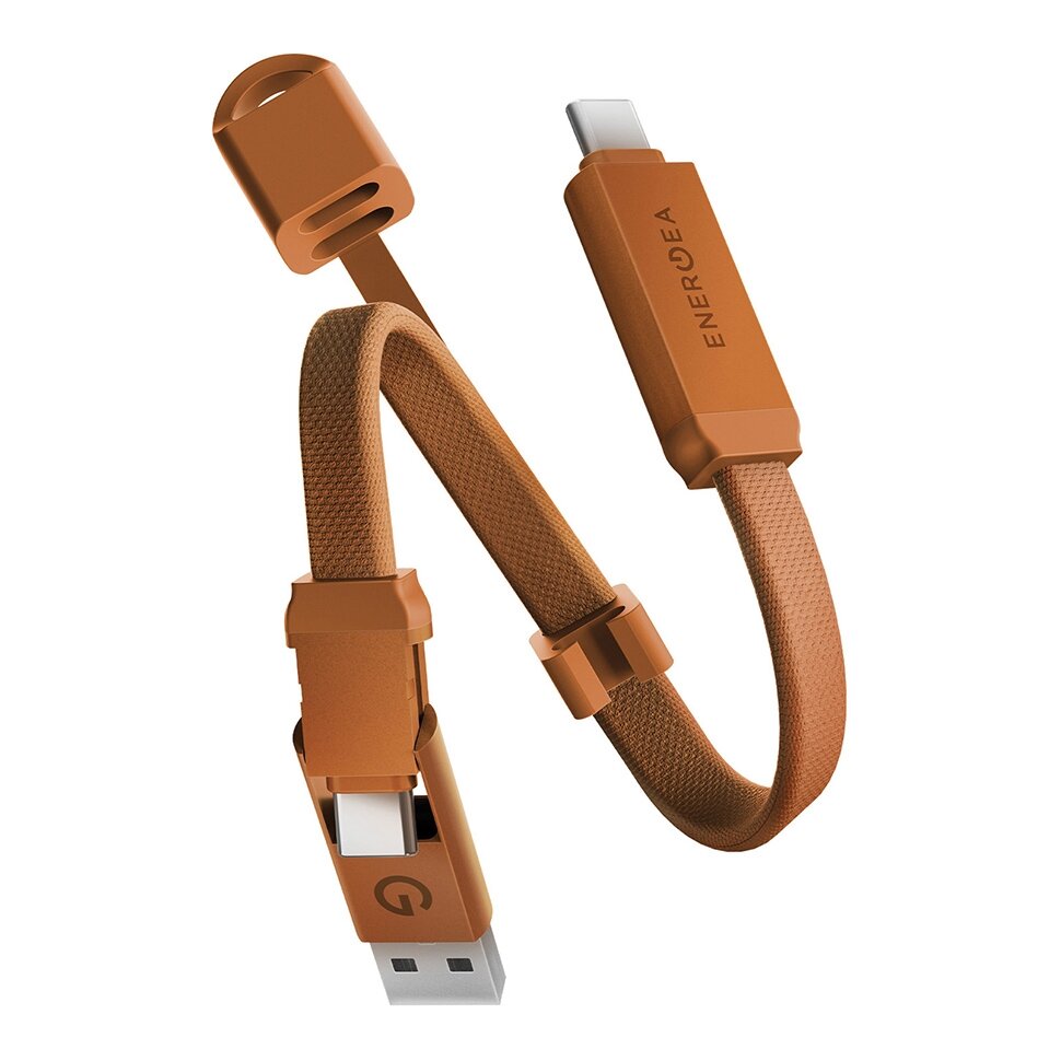 Кабель Energea Sheath Key 2-in-1 USB-C to C+A, 60W/480 Mbps, оранжевый (15 см)