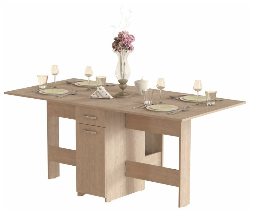 Стол-книжка СТ 01.2, ЛДСП, прямоугольный, с ящиком, 174 х 85 х 75 см