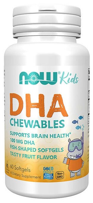 NOW DHA Chewables 60 гель-капс