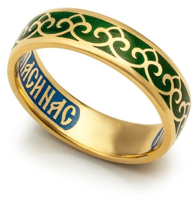 Кольцо обручальное, серебро, 925 проба, золочение, эмаль