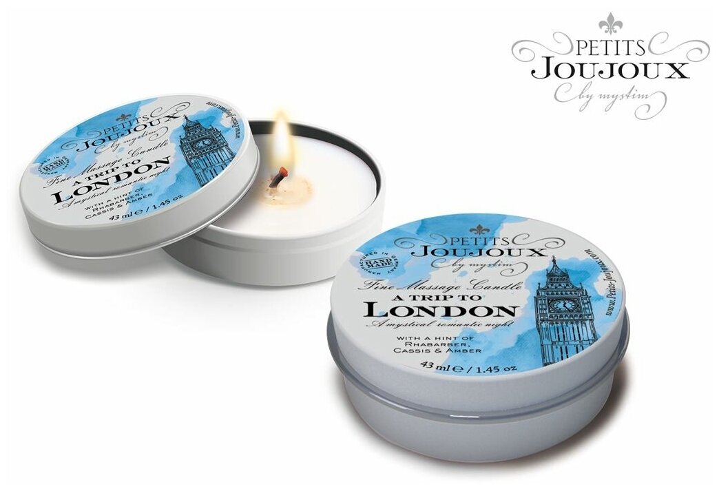 Массажная свеча Petits Joujoux Petits Joujoux London с ароматом ревеня, амбры и чёрной смородины - 33 гр.