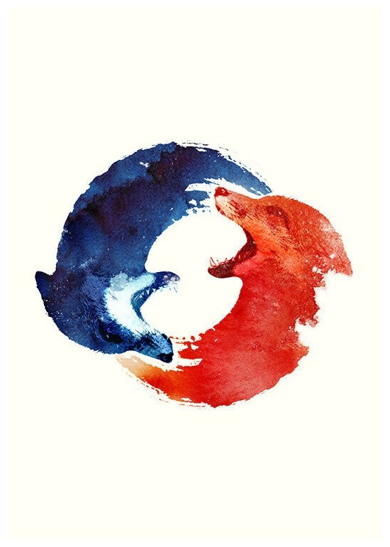 Интерьерный постер на стену картина для интерьера в подарок плакат "Ying Yang" размера 40х50 см 400*500 мм в черной раме для декора