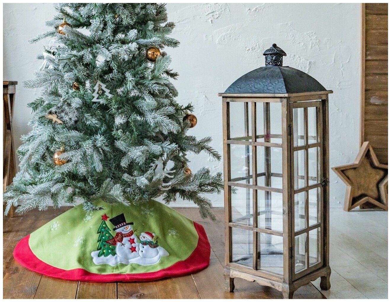 Юбка под основание елки праздничное обаяние - снеговики, 90 см, Kaemingk 612866-2