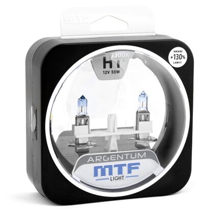 Галогеновые лампы MTF light ARGENTUM +130% 3300K H1 (2 лампы)
