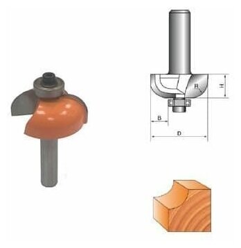 Фреза по дереву кромочная калевочная, 8х23Dх8H R5 мм, CTФ-1018
