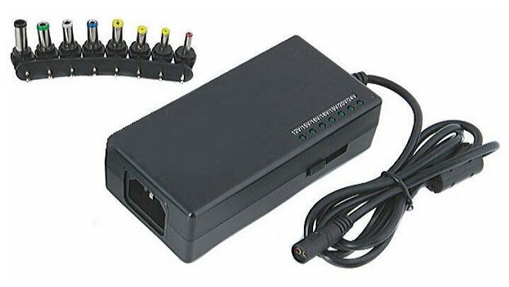 Адаптер питания для ноутбука 96Вт 12-24в 4.0A 220в KS-is KS-152 Chrox AC 1м/DC 1.2м 8 коннекторов 6.3-3.5мм чёрный