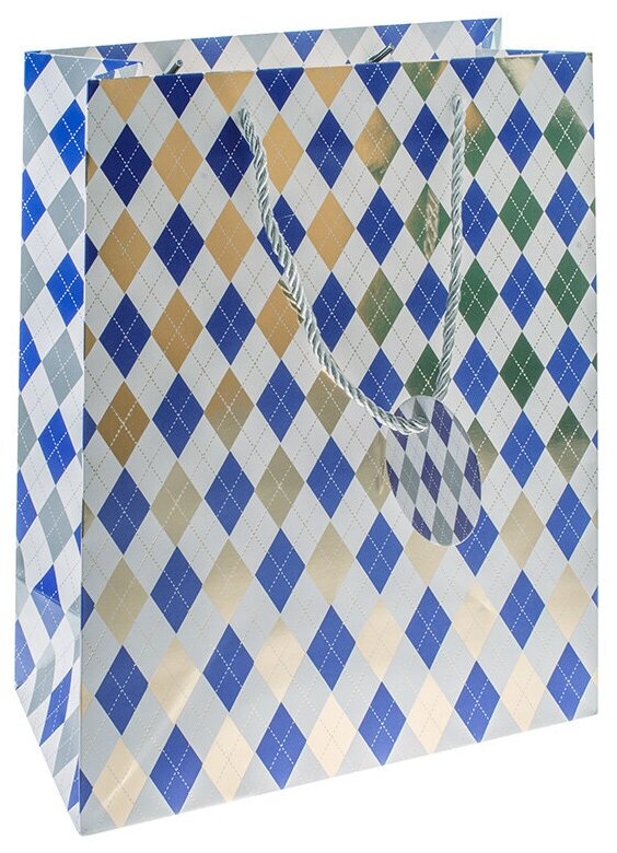 Подарочный пакет "Perfect Craft", пакет для подарка 1724-SB "Синие ромбы"