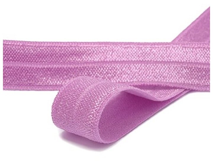 Резинка окантовочная трикотажная (бейка эластичная) блестящая шир.15мм цв.172 св. сиреневый упак. 50 м.