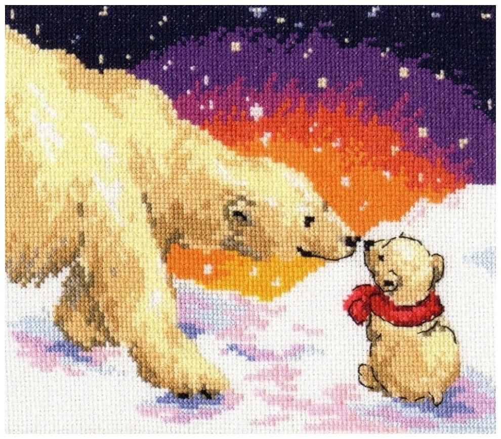 Набор для вышивания Алиса #0-26 Белые медведи, Счетный крест, 20 x 16 см