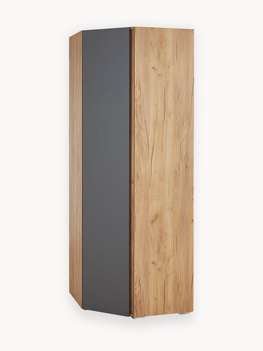 Шкаф для одежды угловой Hoff Хелен, 74,8х210х74,8 см, ЛДСП, цвет серый графит, дуб крафт золотой