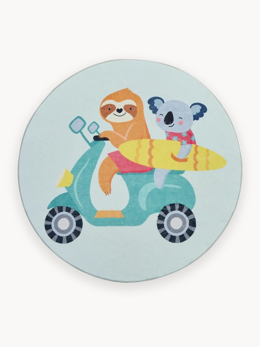 Коврик детский прикроватный Kindora VA-13 "Веселые серферы" 100x100см