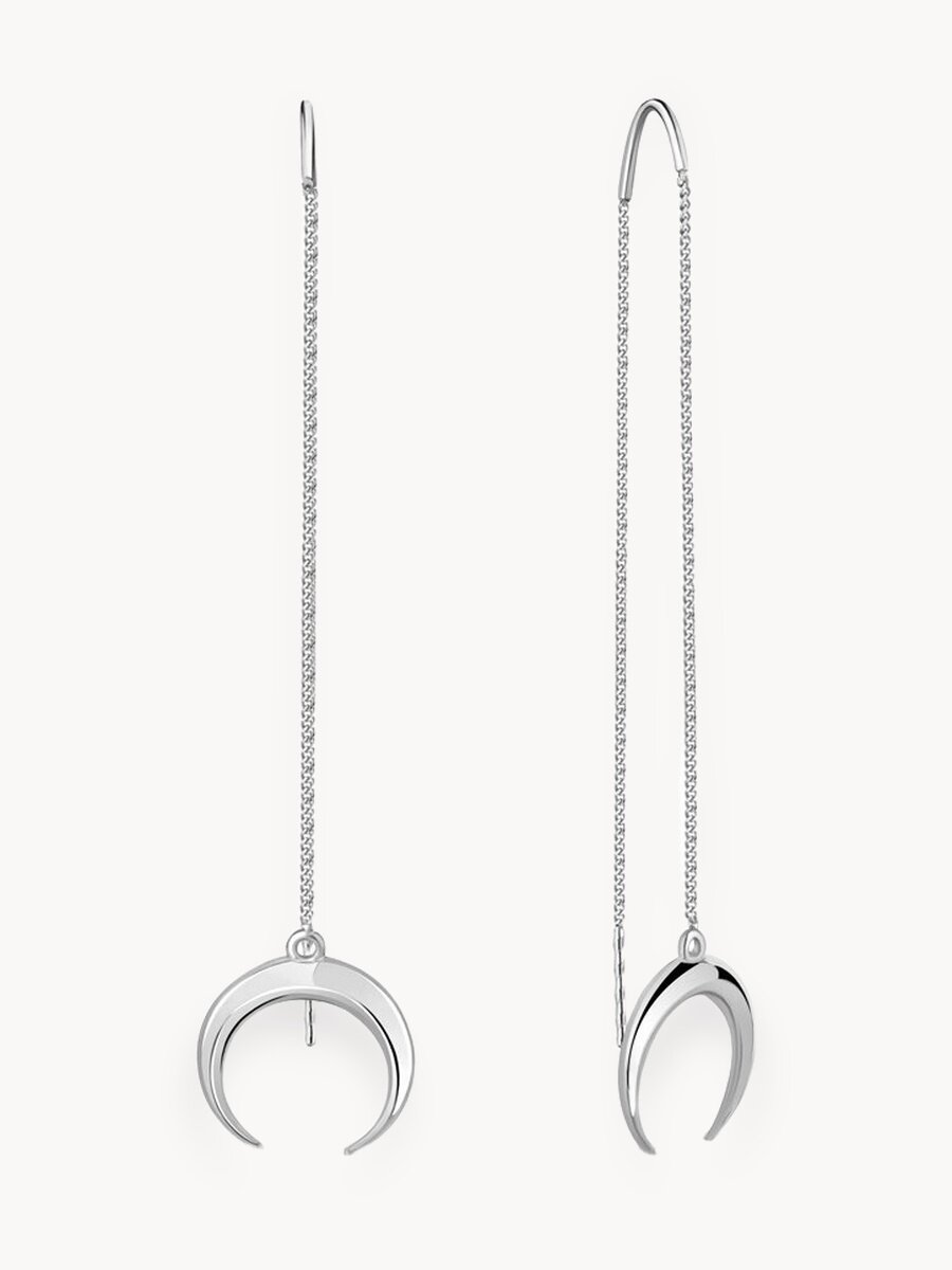 Серьги с подвесками, цепочки, серебро, 925 проба, родирование, золочение