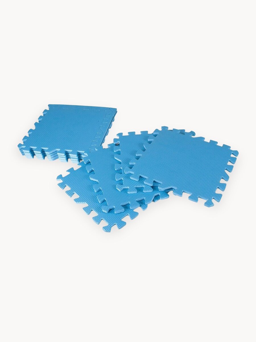 Спортивный коврик пазл мягкий складной INDIGO, EVA, 9 сегментов размером 30х3см, Синий