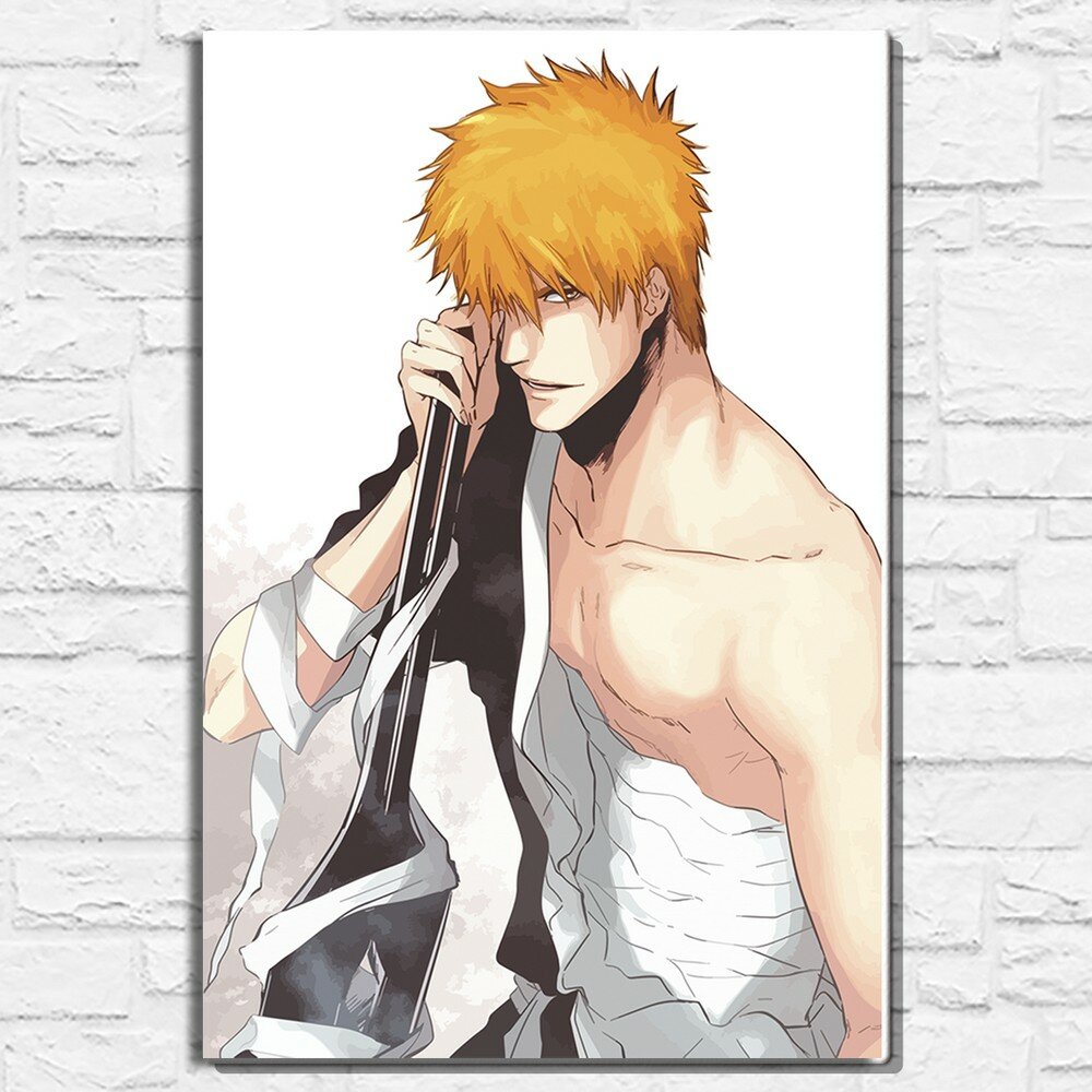 Картина по номерам на холсте аниме Блич (Bleach, Ичиго Куросаки, манга) - 14973 В 60x40