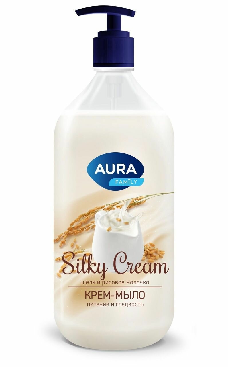 AURA Крем-мыло Шелк и рисовое молочко Silky Cream 1000мл