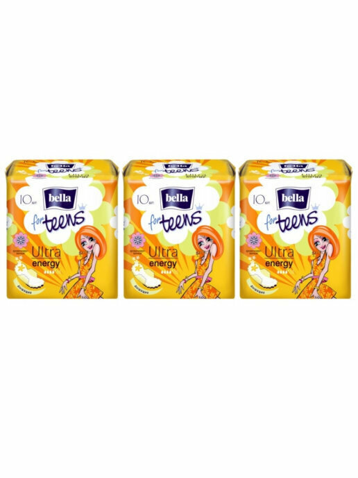 BELLA Прокладки гигиенические супертонкие FOR TEENS Energy 10шт, 3 упаковки