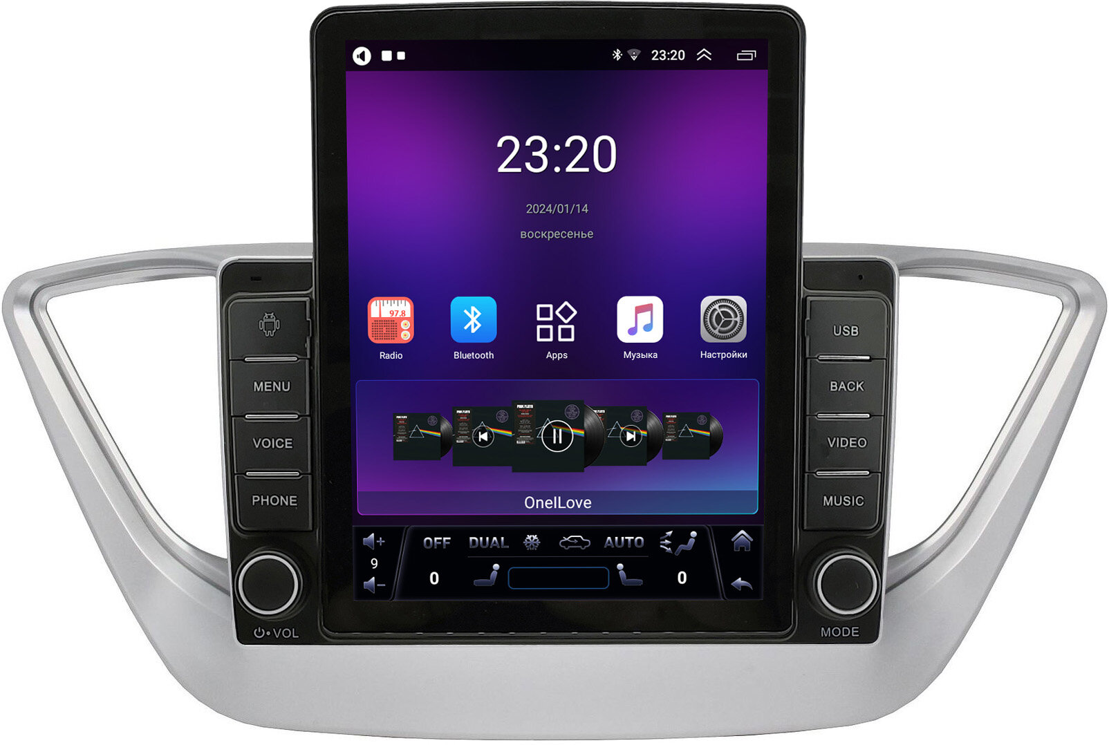 Штатная магнитола Hyundai Solaris 2 2017-2024 (серебряная) Canbox GTR095-9039 на Android 10 (QLed, 4/64, DSP, CarPlay)