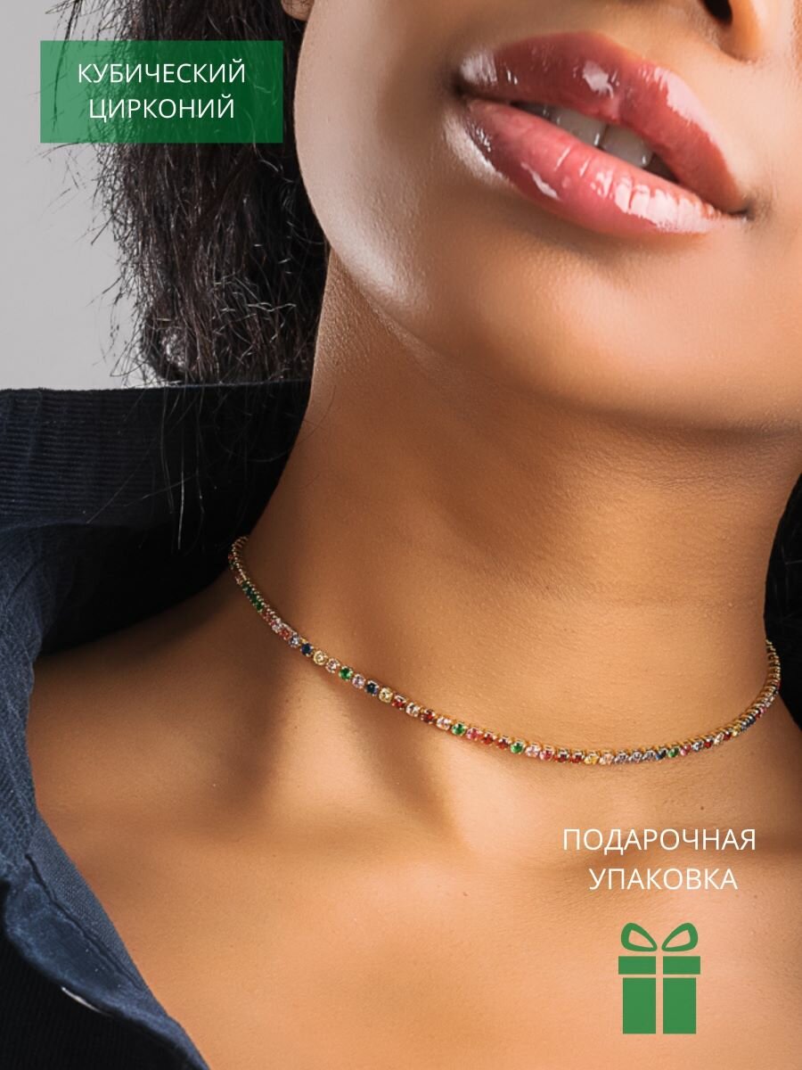 Чокер, кристалл, фианит