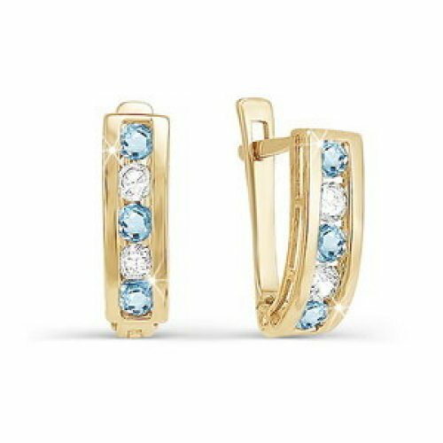 Серьги, красное золото, 585 проба, родирование, фианит