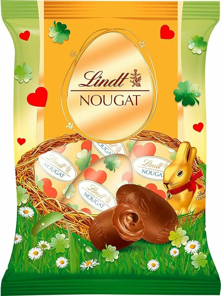 LIndt nougat пасхальные яйца из из нежной ореховой нуги в альпийском молочном шоколаде, 90 гр (из Финляндии)