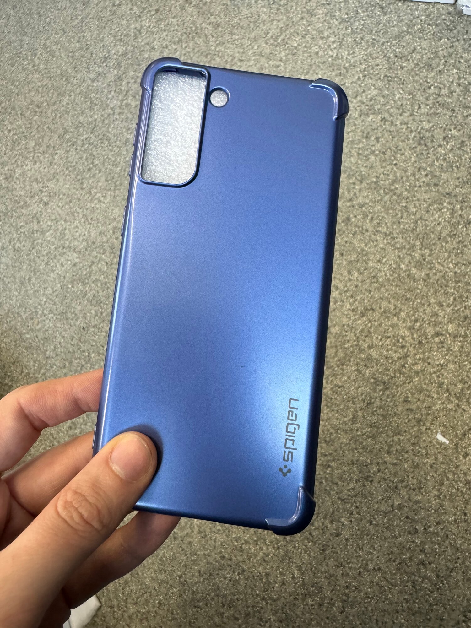 Чехол панель накладка бампер MyPads SPIGEN для Samsung Galaxy S21+ plus (SM-G996) тонкая силиконовая крышка противоударная синяя MyPads