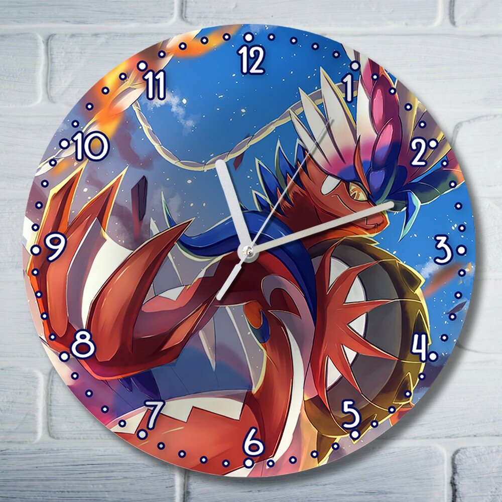 Настенные часы УФ "аниме покемон (Scarlet и Violet, пикачу, чармандер, сквиртл) - 10404"
