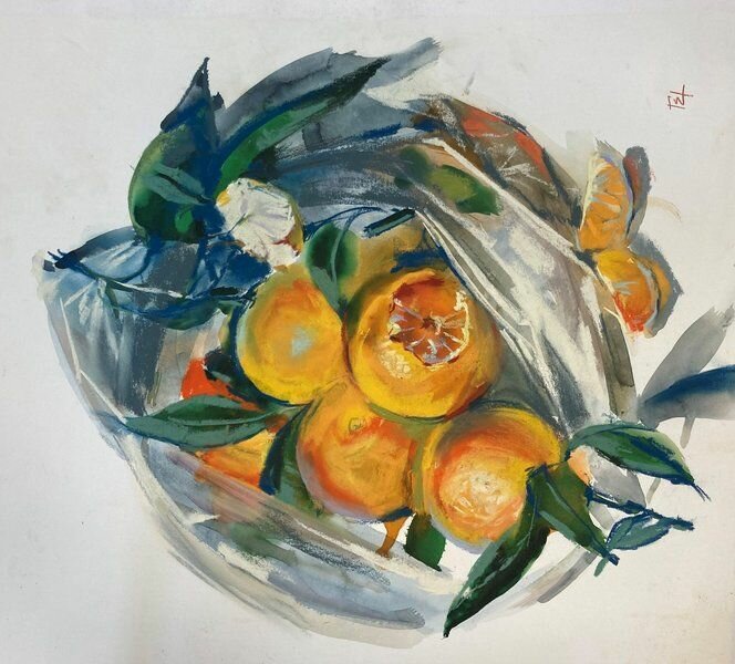 ART-Salon at Oktyabrskaya "Мандарины" 40х49 см; бумага, темпера, пастель; ручная работа